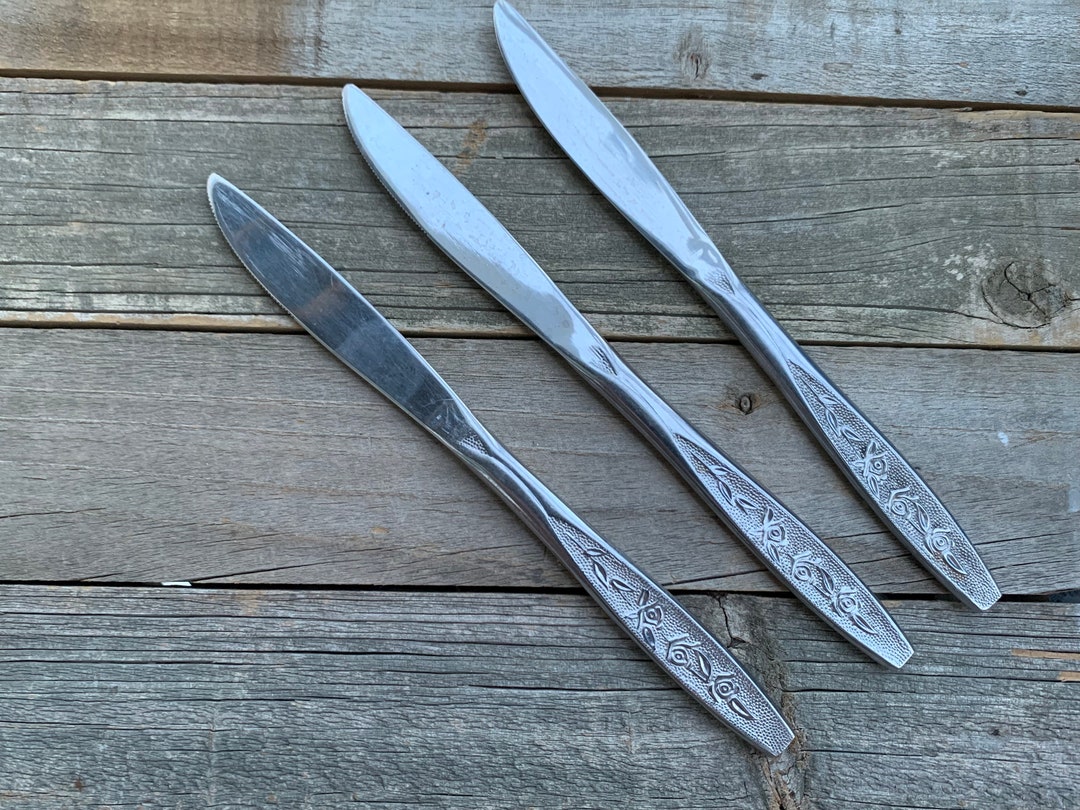 Vintage Knives With Flower and Leaves Handle | Set of 3 Knives | 70s ...