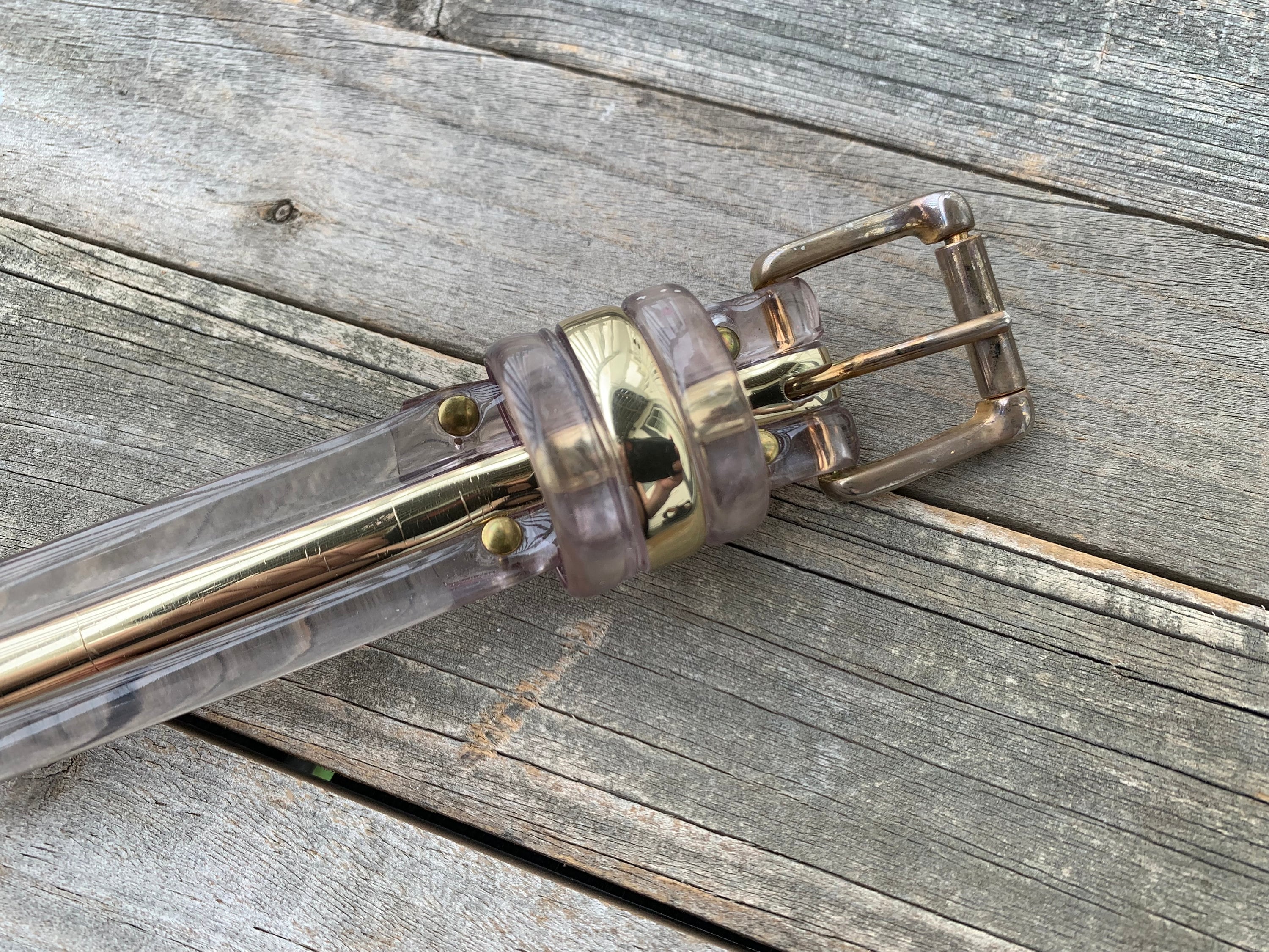 Vintage Omega Belt. Clear Jelly Plastic Belt With Gold Accent Size ...