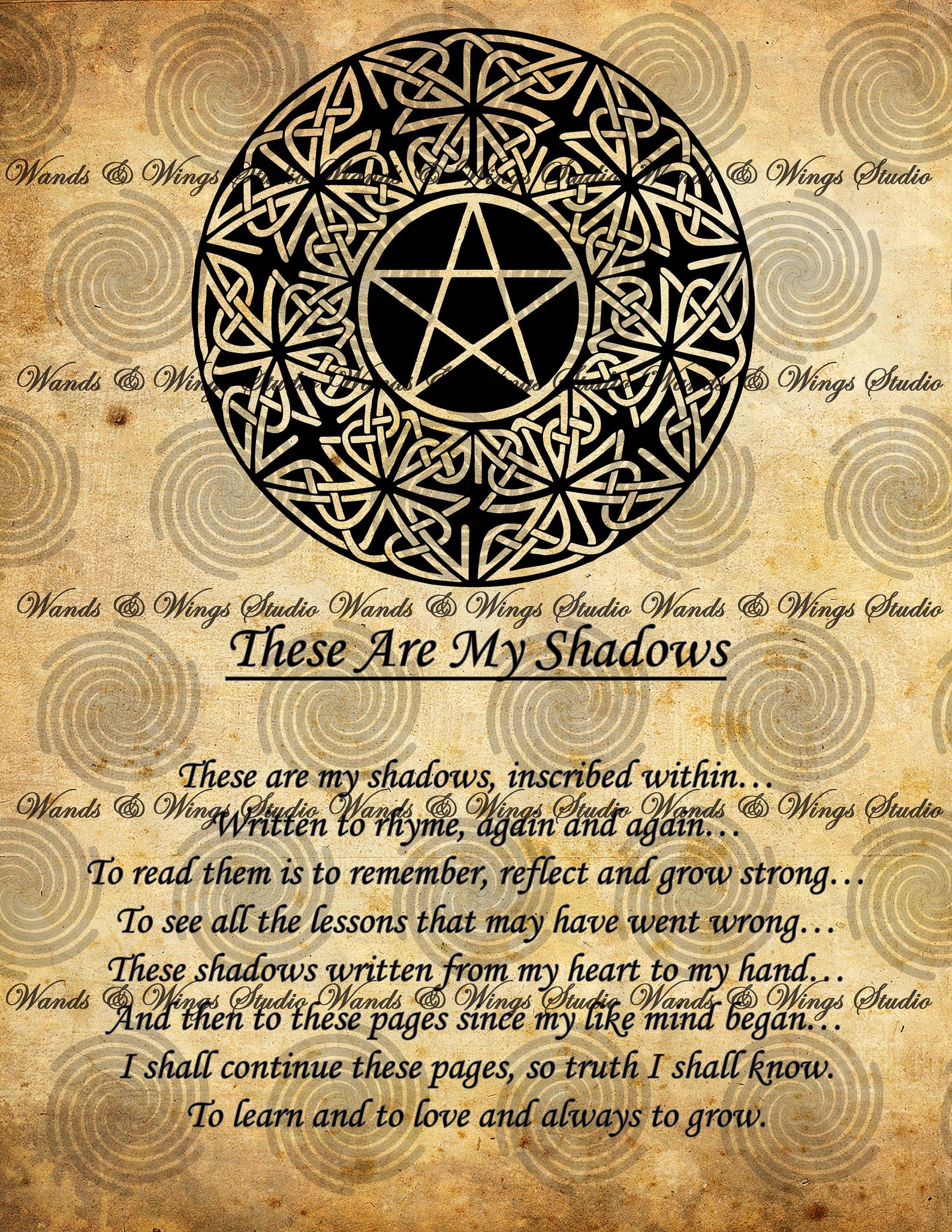 Printable Blessing Shadows Paper For Book Of Shadows Bos Etsy