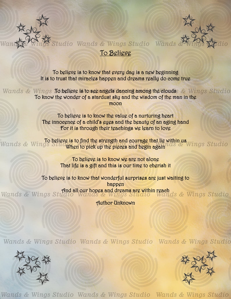 Printable Blessing Believe Paper for Book of Shadows BOS | Etsy