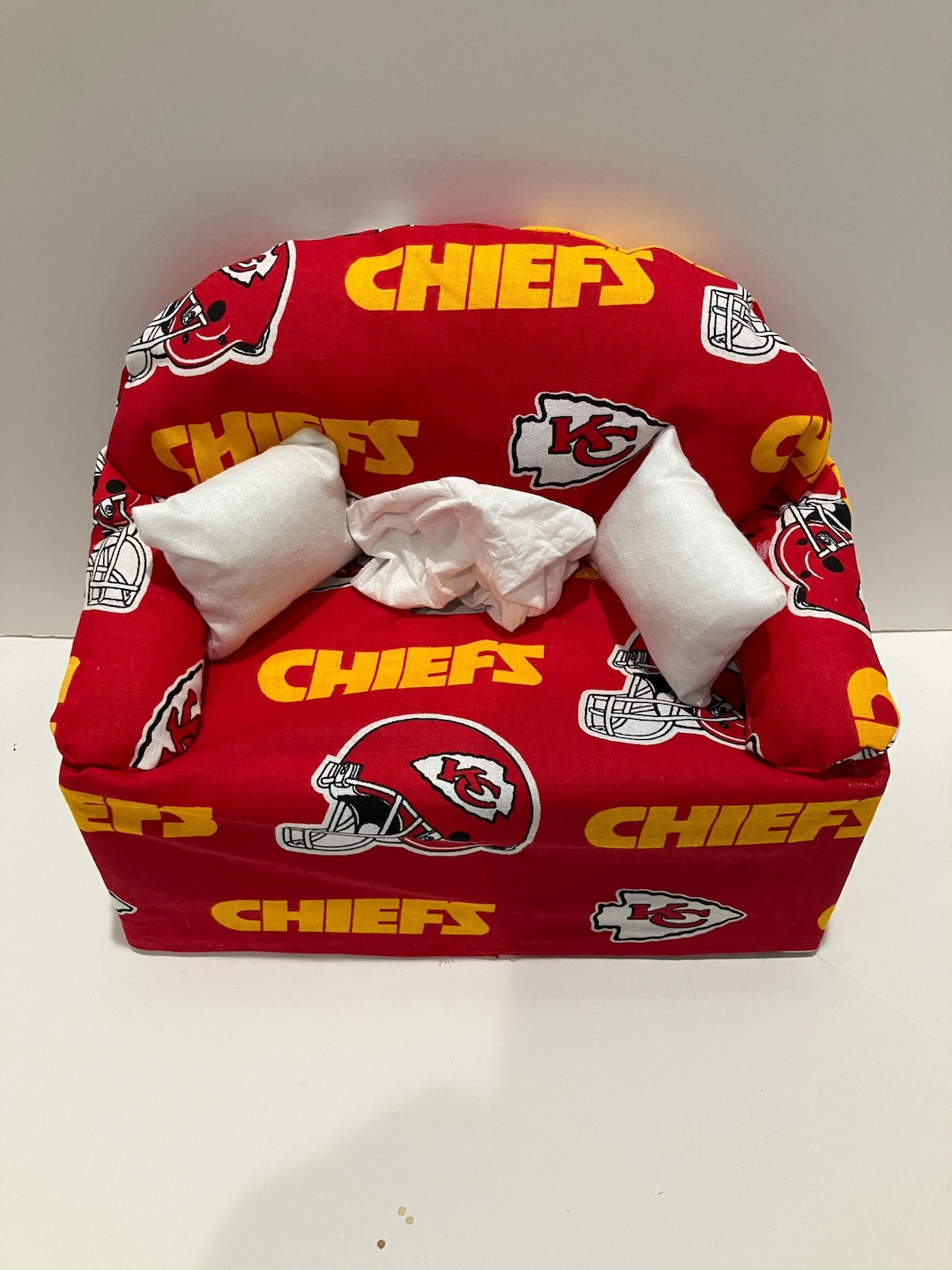 Sofa Tissue Box Cover-- Kansas City Chiefs With White Pillows - Etsy