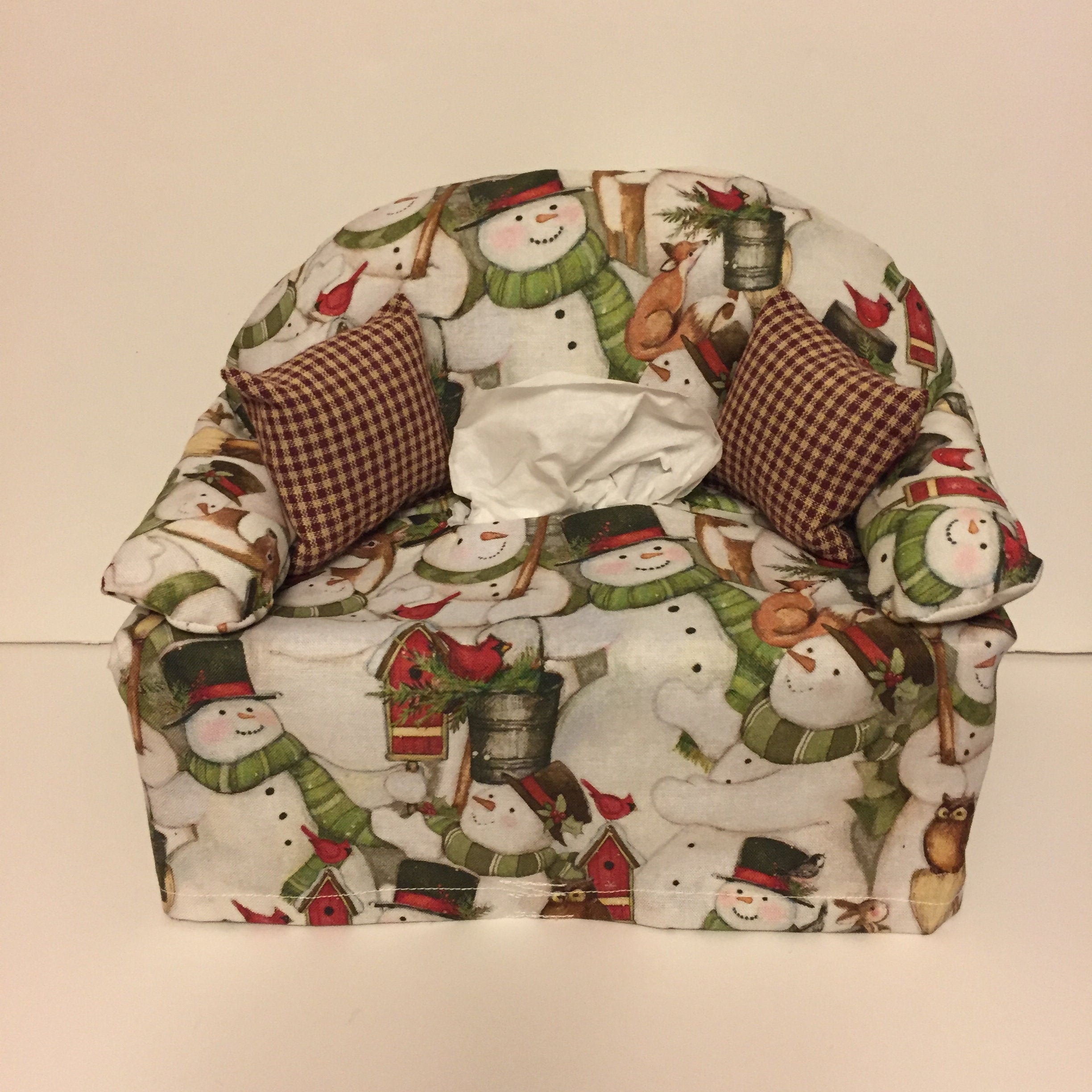 Sofa couch tissue box cover country snowmen | Etsy