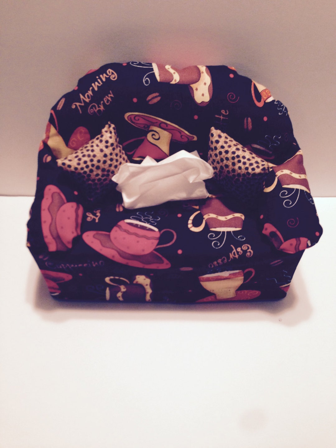 Fabric Sofa Couch Tissue Box Cover-- Coffee Cups - Etsy
