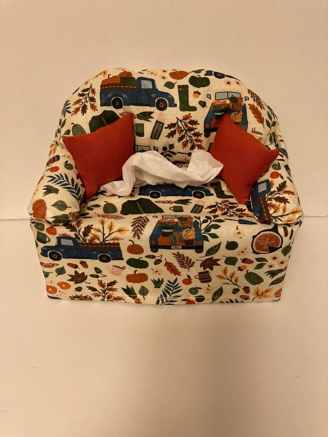 Sofa Couch Tissue Box Cover-- Fall Scene With Trucks - Etsy