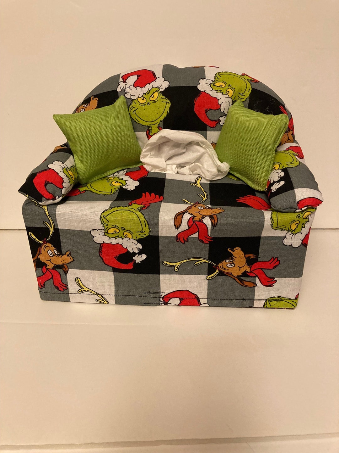 Sofa Tissue Box Cover-- the Grinch With Green Pillows - Etsy