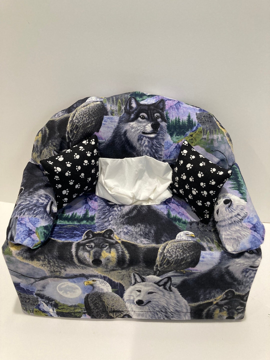 Fabric Sofa Couch Tissue Box Cover-- Wildlife -wolves- Eagles - Etsy
