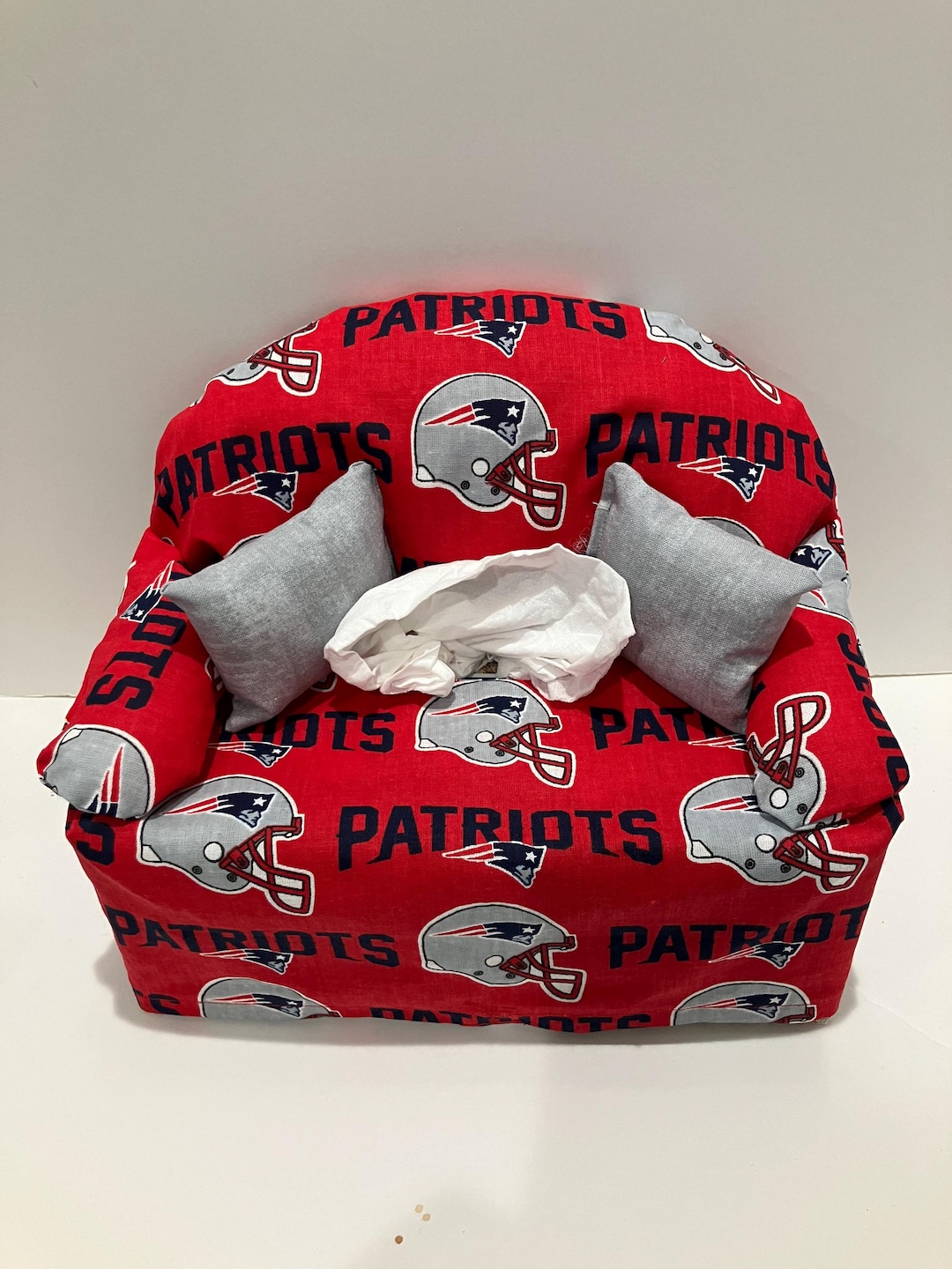 Sofa Tissue Box Cover-- Sports-- Patriots--red With Gray Pillows - Etsy