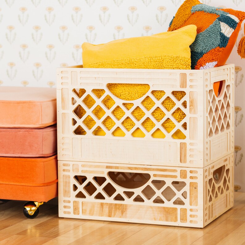Record Storage // Wooden Milk Crate // Vintage Inspired Milk - Etsy