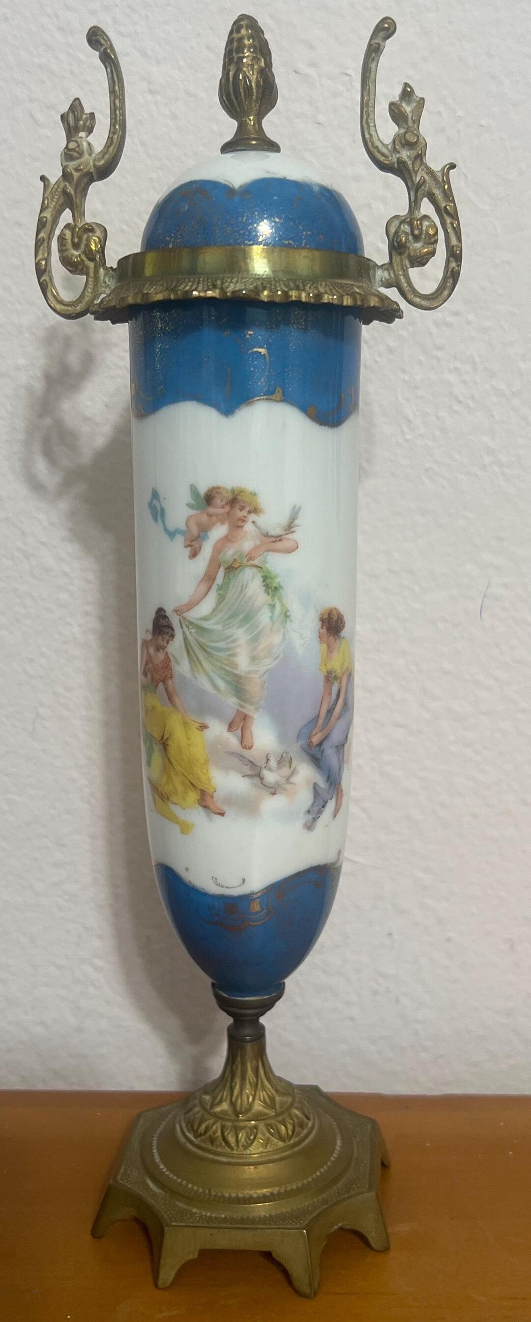 French Porcelain Urn Vase With Bronze Accents, 11" Tall - Etsy