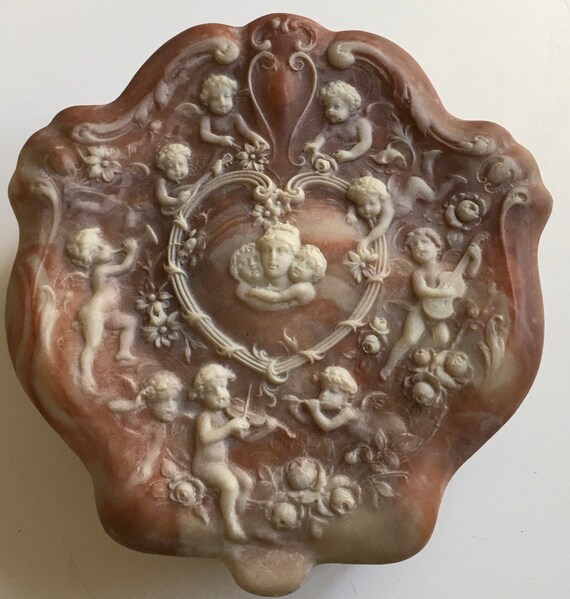 Vintage Genuine Incolay Stone Jewelry Box - munimoro.gob.pe