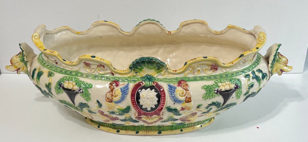 Marumon Ware Hand Painted Scalloped Oval Bowl, Maruhon Ware, Vintage ...