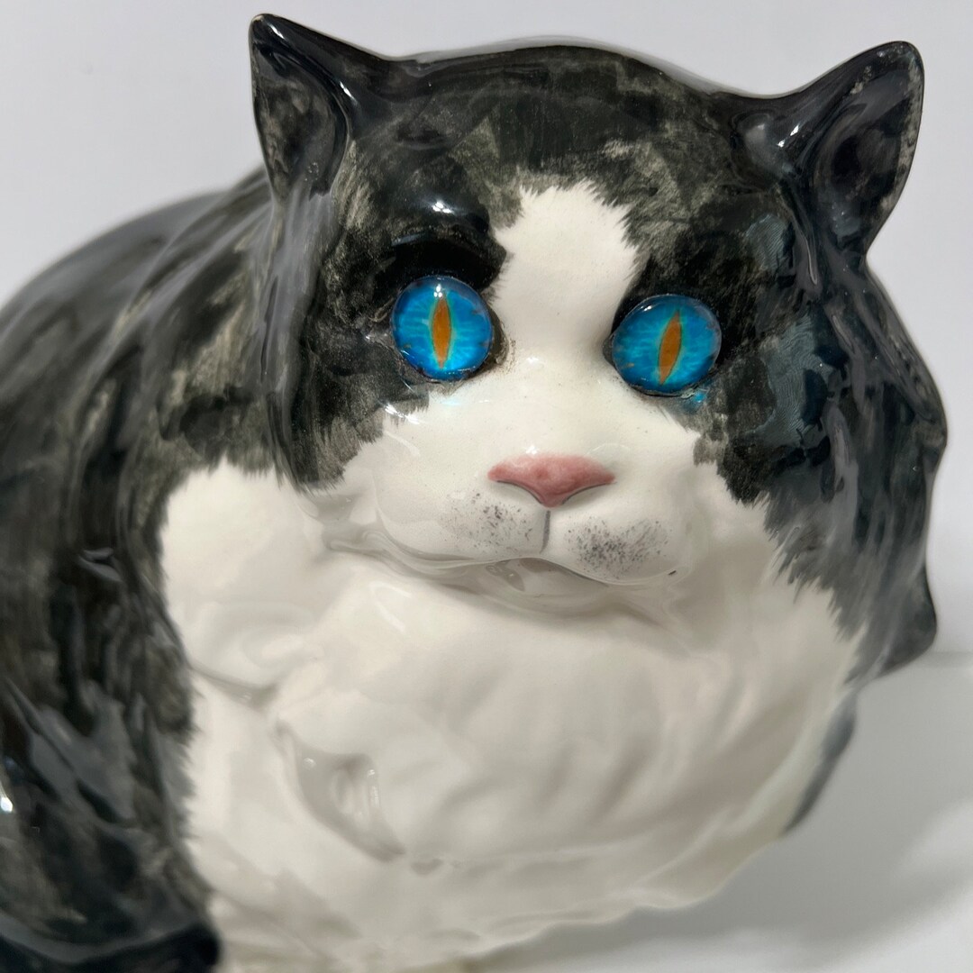 N.S. Gustin Co Sculpture Glass Eyes Cat, Animal Figurine, Kitty ...