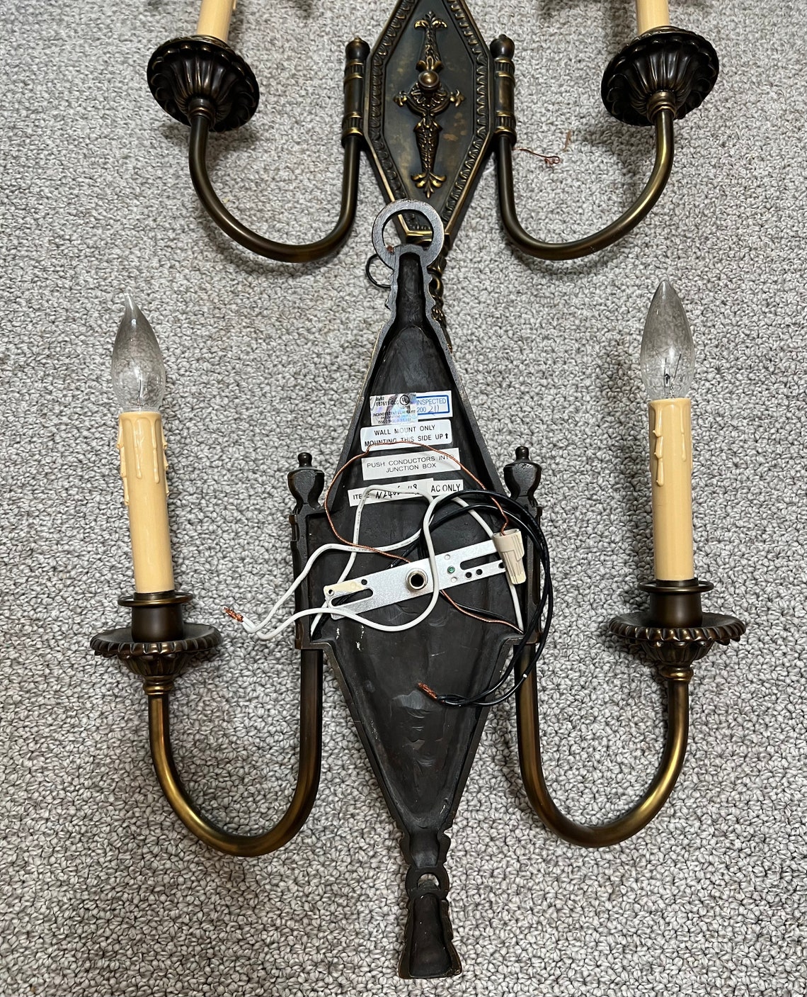 Vintage Wall Sconce, Hardwired Metal 2 Arm - Etsy