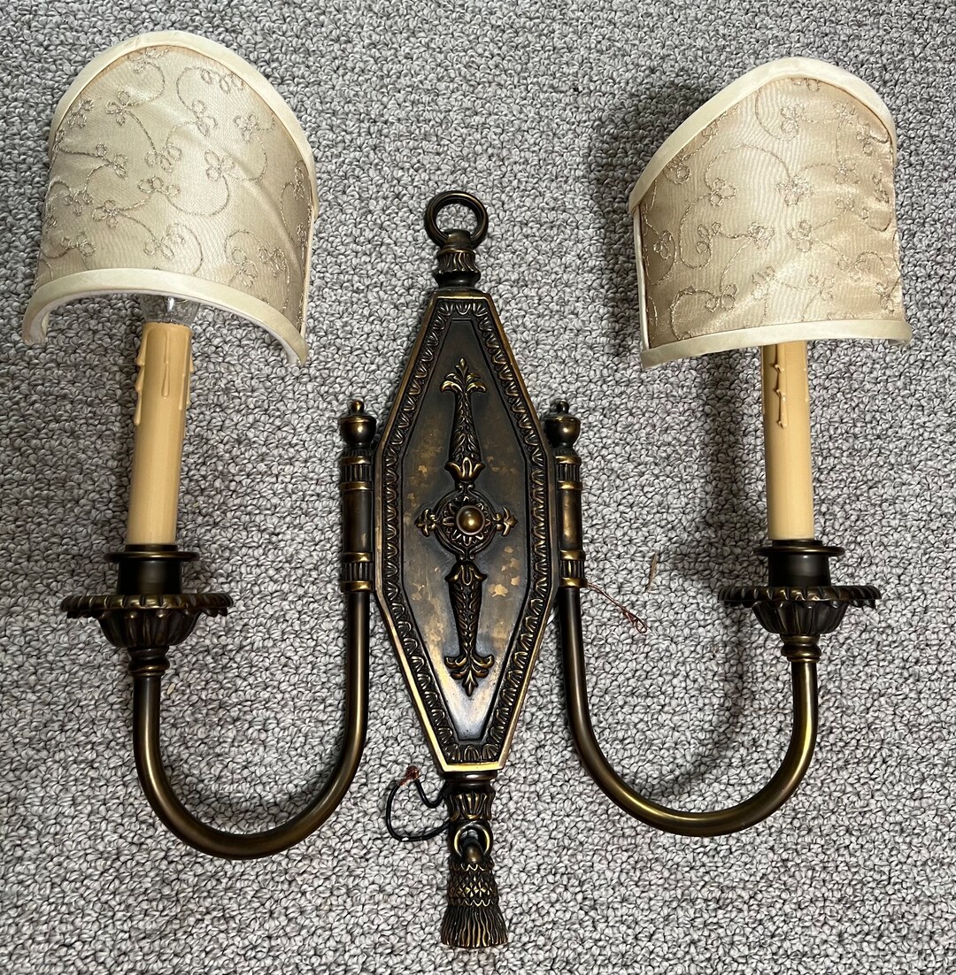 Vintage Wall Sconce, Hardwired Metal 2 Arm - Etsy