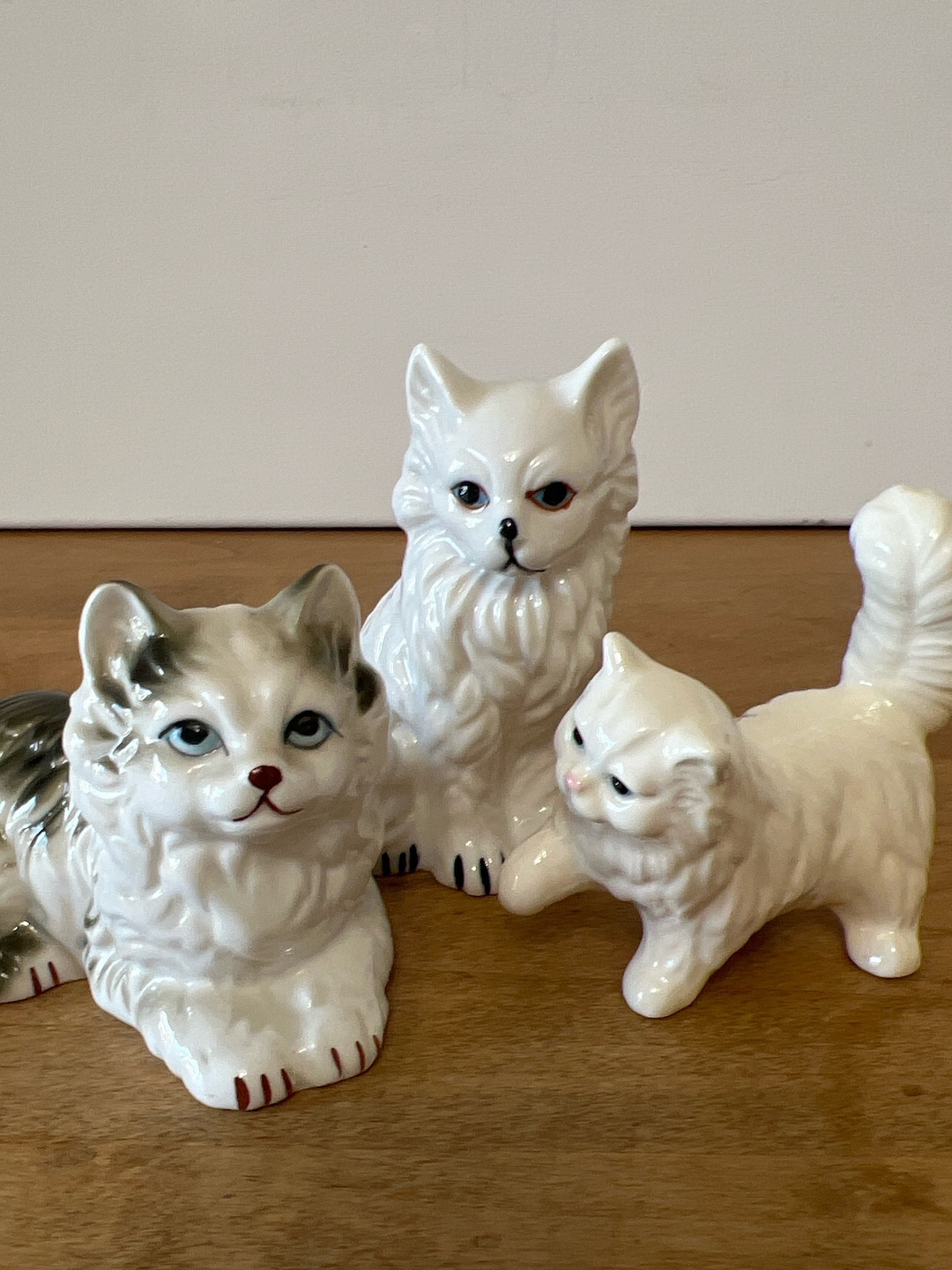 Grouping of 3 Vintage Cat Figurines, Bone China Small Cat and Ceramic ...