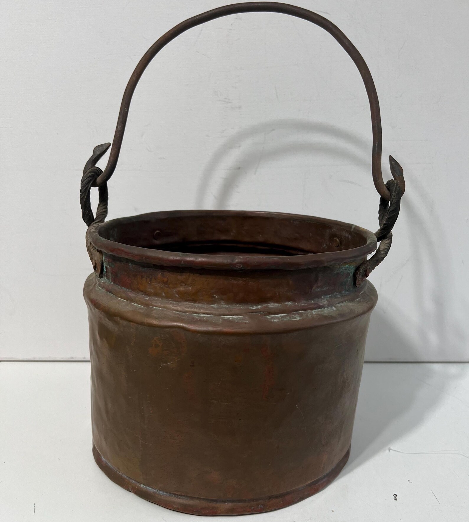 Antique Copper Firewood Bucket: Rustic Farmhouse Hearth Pot With ...