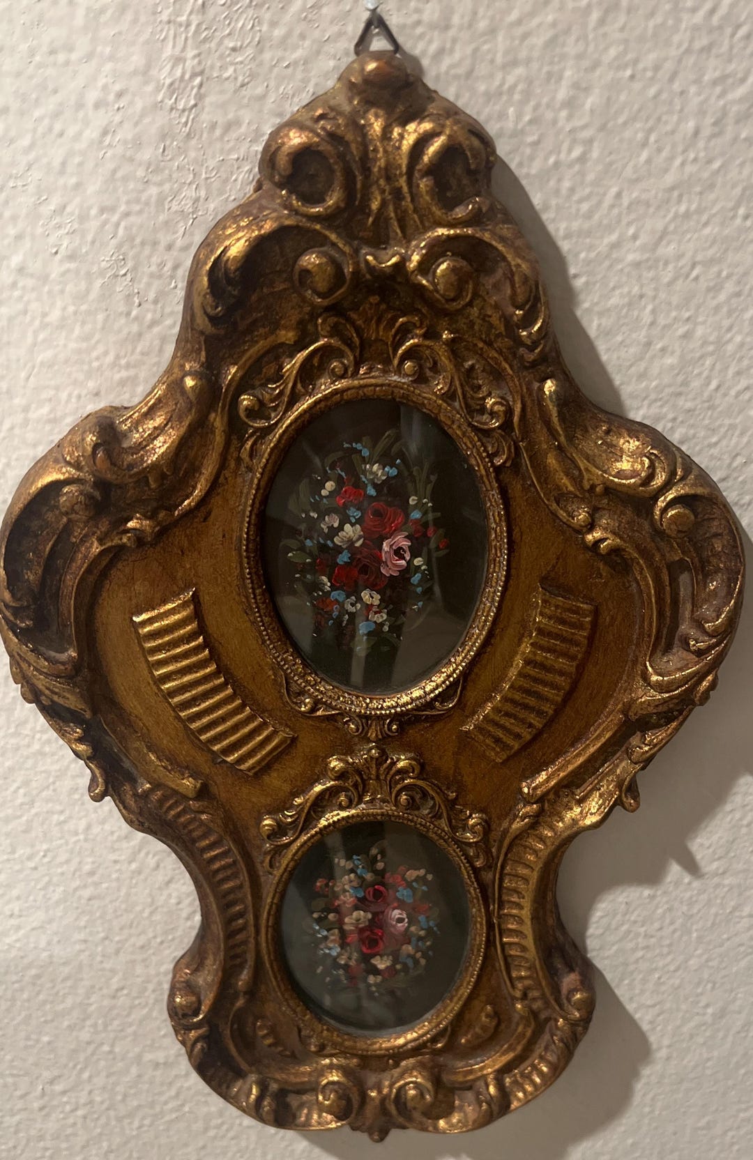 Vintage Gold Framed Minatare Floral Paintings 12" X 8" X 1" - Etsy