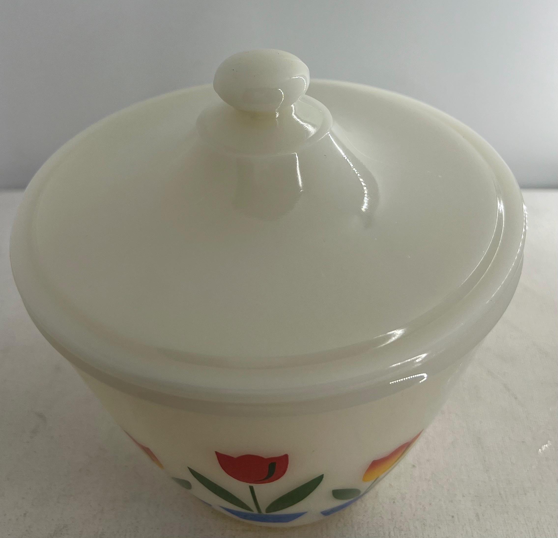 Vintage Fire King Tulip Splash Bowl Grease Jar 1950s , Retro Kitchen ...