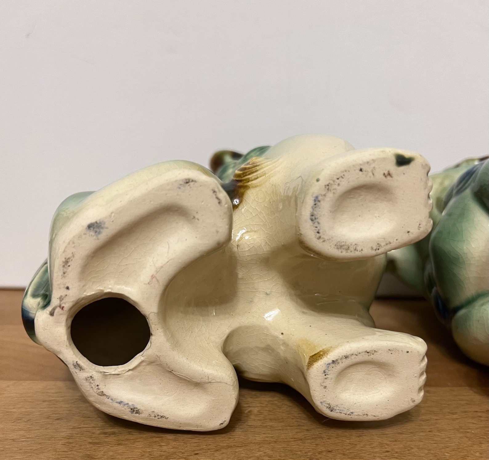 Vintage Pair of Green and Blue Ceramic Foo Dogs, 7 Tall, Foo Dog ...