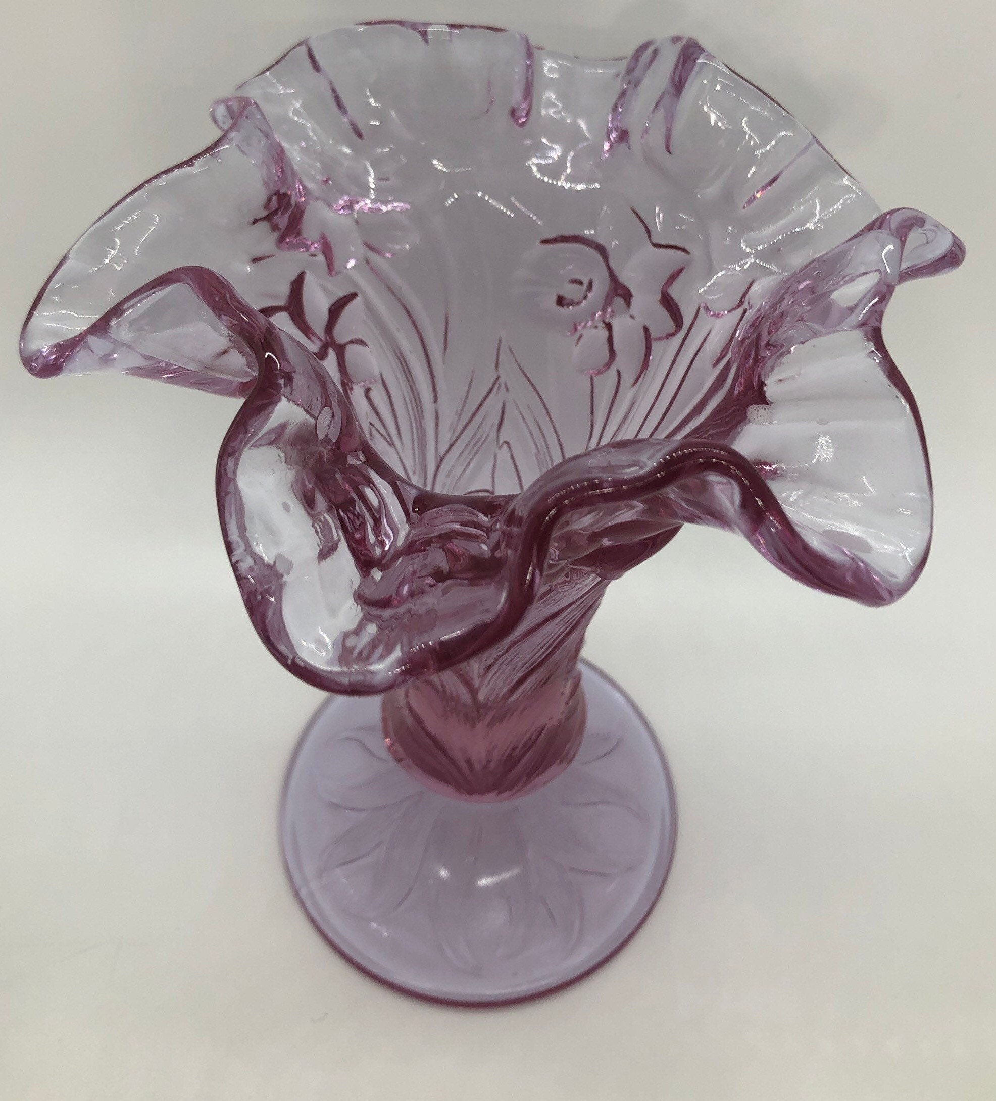 Vintage Fenton Pink Daffodil Glass Vase - Etsy