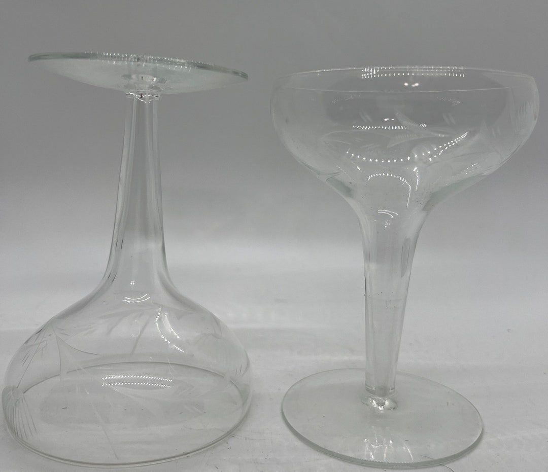 1950 Champagne Glasses, Mid Century Modern, Coupe Glasses, Set of Two ...