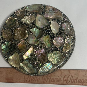 Vintage Resin Abalone Shell Trivet Plate: Mid Century Decor - Etsy