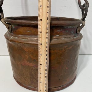 Antique Copper Firewood Bucket: Rustic Farmhouse Hearth Pot With ...