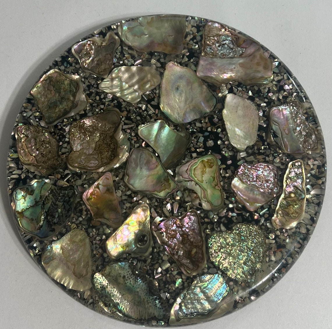 Vintage Resin Abalone Shell Trivet Plate: Mid Century Decor - Etsy