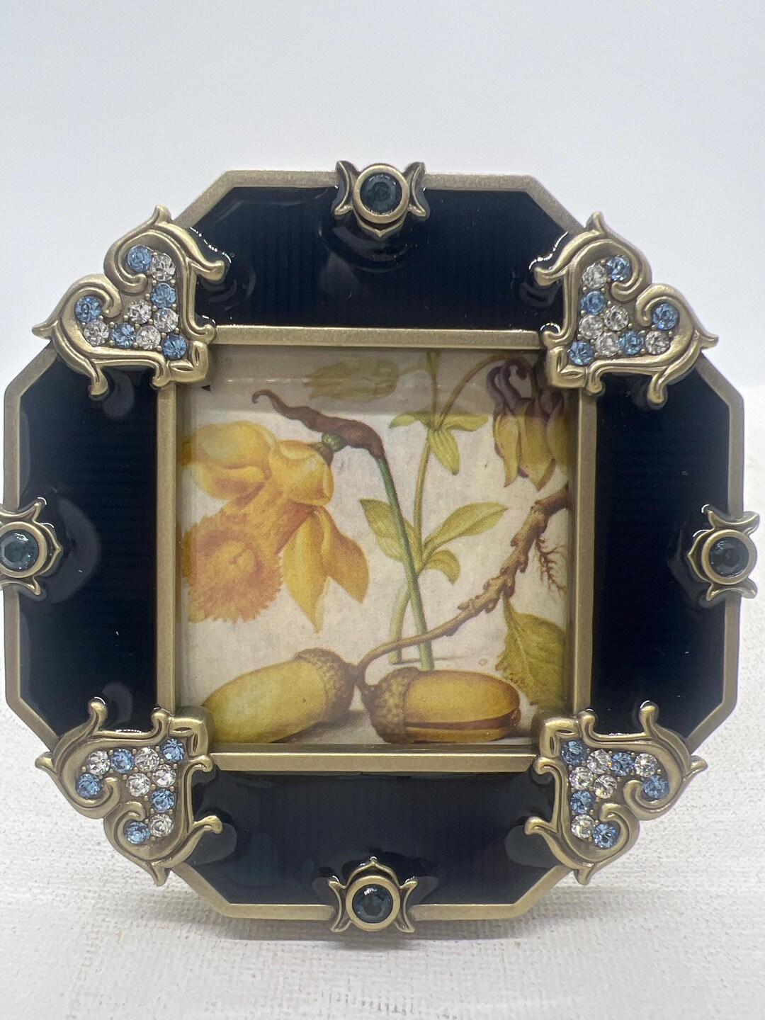 Jay Strongwater Eva Blue Octagon Frame With Box, New Unused, Swarovski ...