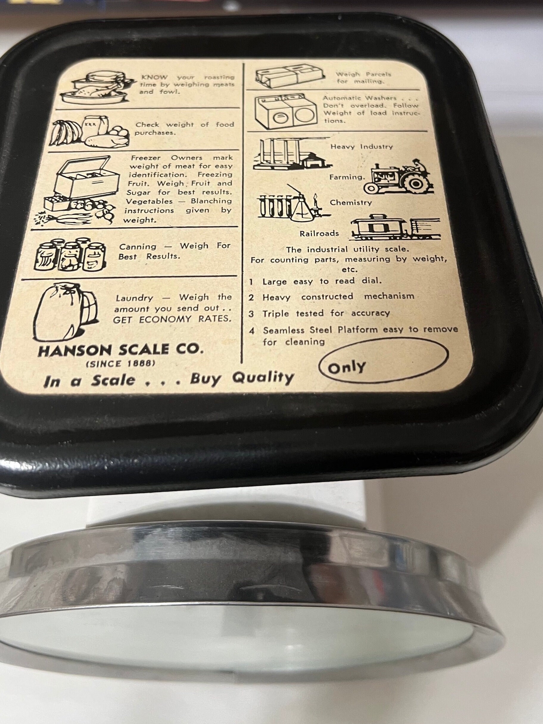 Vintage Kitchen Metal Scale, Hanson ,model 4000 Utility Scale, 25 Pound ...