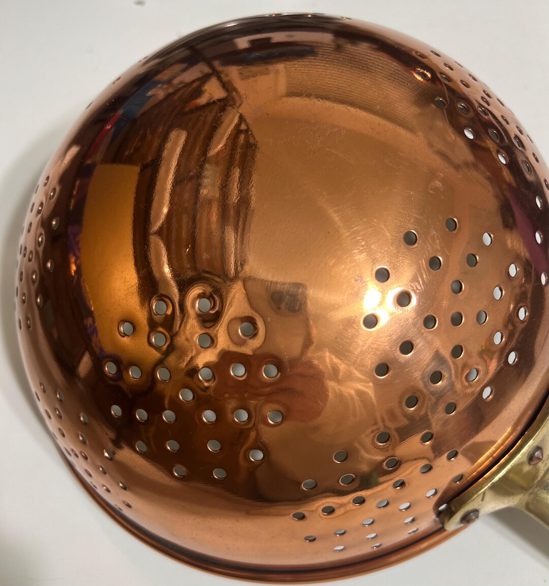 Vintage Copper With Brass Handle Strainer Colander, Colander With ...