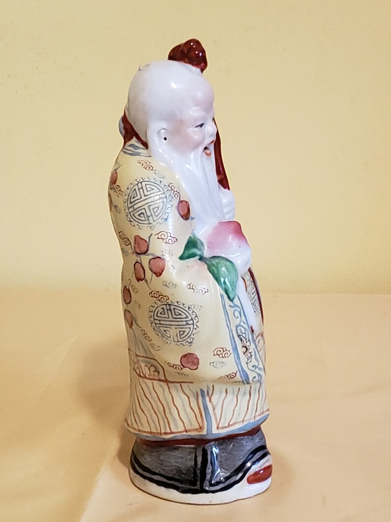 Vintage 8 Ceramic Asian Wise Man W/walking Stick - Etsy