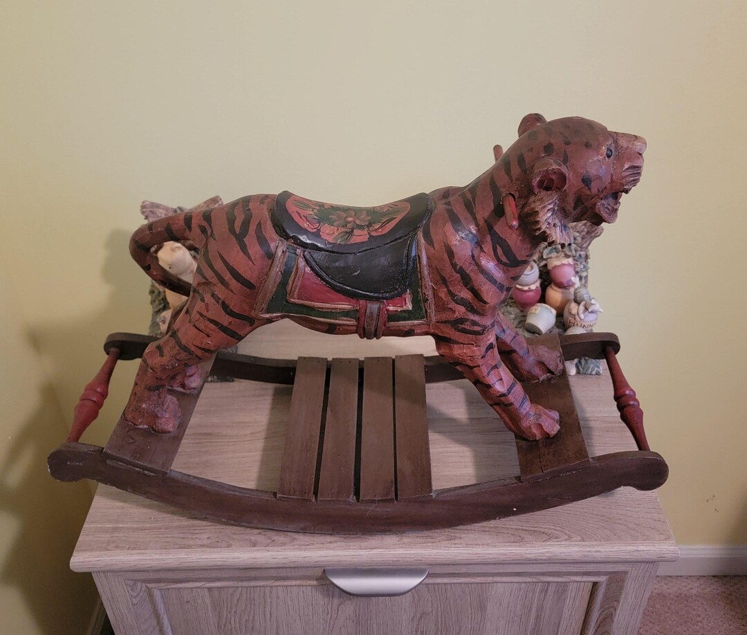 Vintage Wooden Rocking Tiger (horse) - Etsy