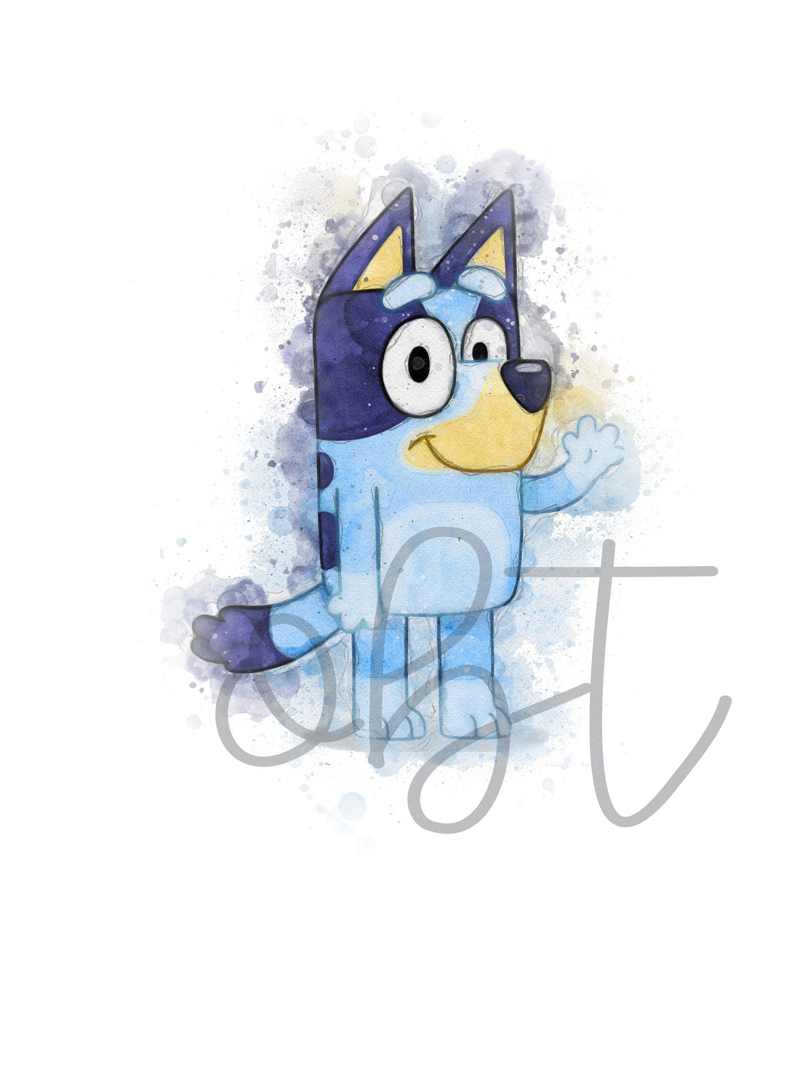 Blue Heeler acuarela acuarela perro de dibujos animados azul | Etsy