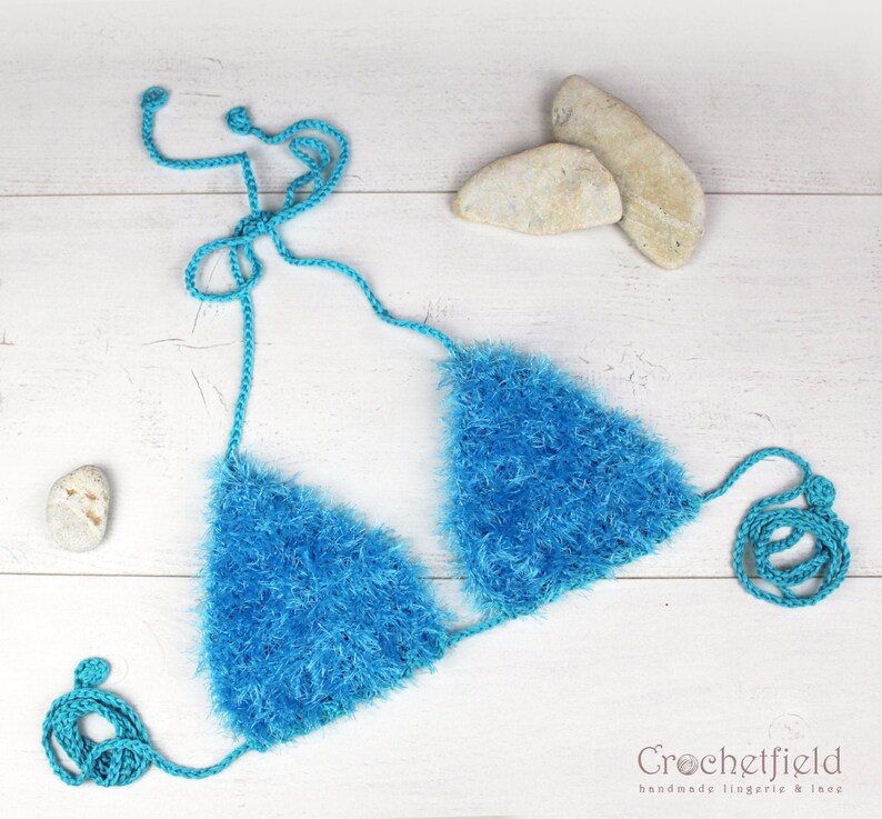 Fluffy Faux Fur Azure Crochet Bra Top Furry Festival Top Etsy
