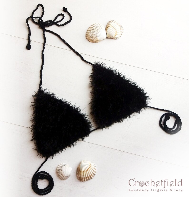 Fluffy Faux Fur Light Pink Crochet Bra Top Furry Festival Top Beach