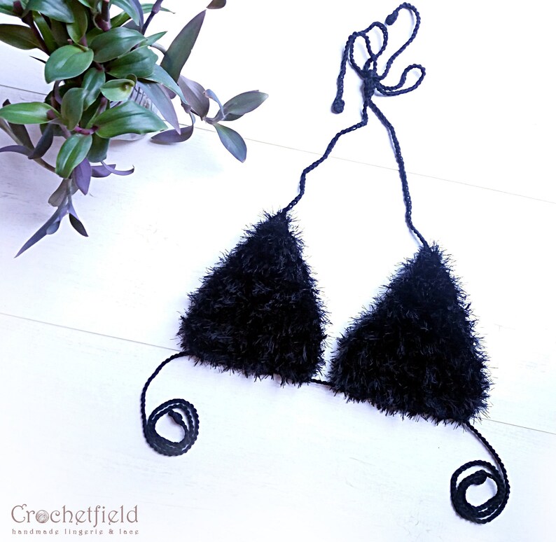 Fluffy Faux Fur Azure Crochet Bra Top Furry Festival Top Etsy