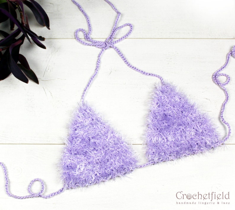 Fluffy Faux Fur Azure Crochet Bra Top Furry Festival Top Etsy