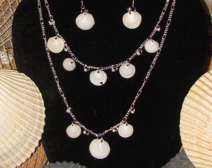 White Shell Necklace, Bracelet/anklet, and Earings, Perfect for Beach ...