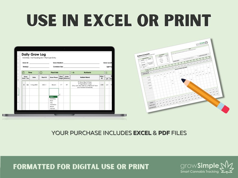 Cannabis Grow Journal / Log With 7 Templates Daily & Weekly - Etsy