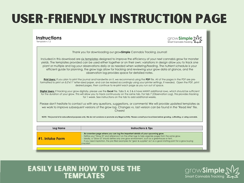 Cannabis Grow Journal / Log With 7 Templates | Daily & Weekly | Digital ...