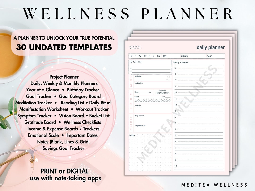 Wellness Planner – 30 Daily, Weekly & Monthly Templates (digital ...