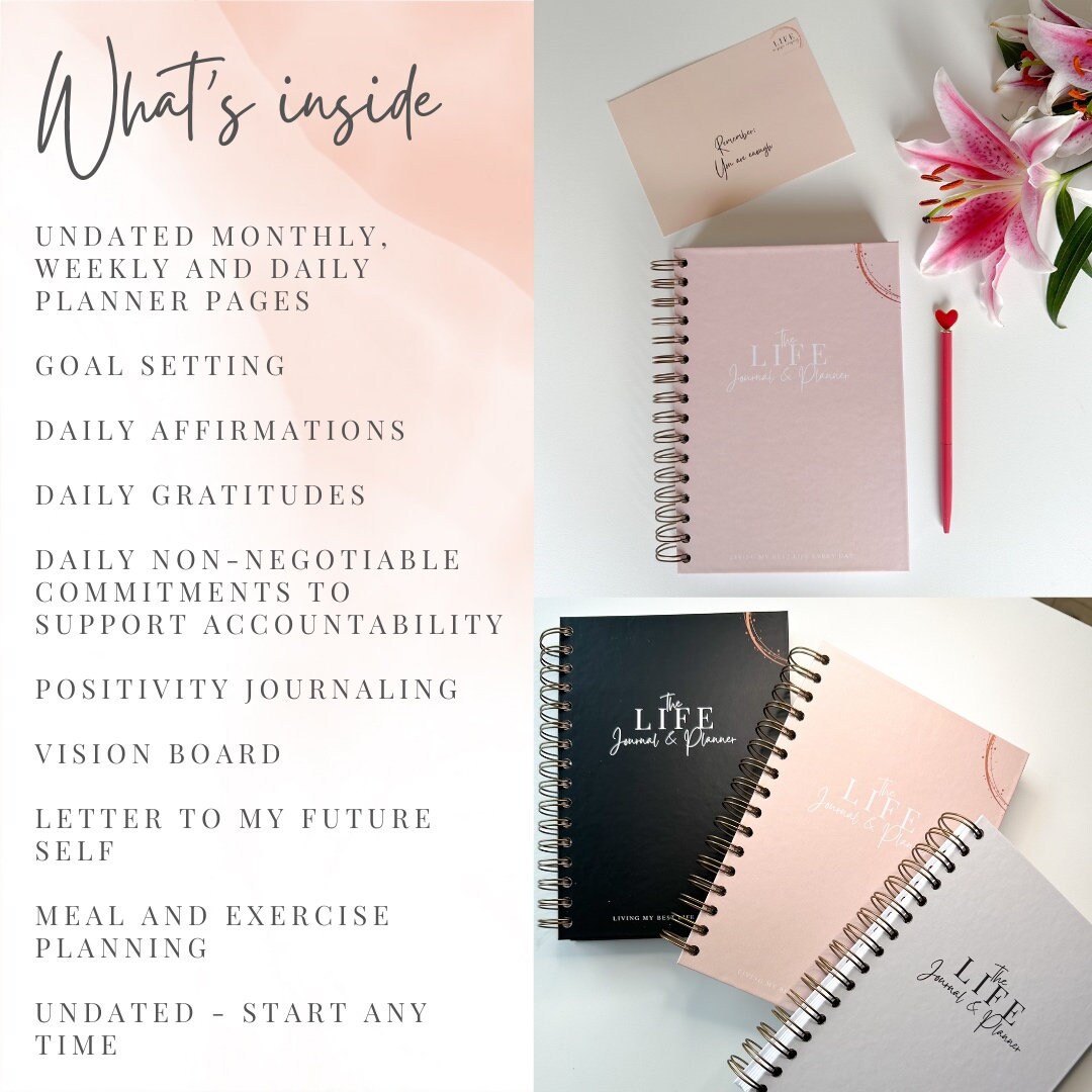 The LIFE Journal & Planner A5 Gratitude and Wellness Journal Monthly ...