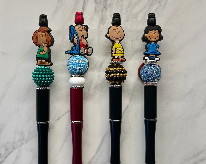 Cartoon Peanuts Character Beaded Pens, Silicone Focal Beads, Peppermint ...