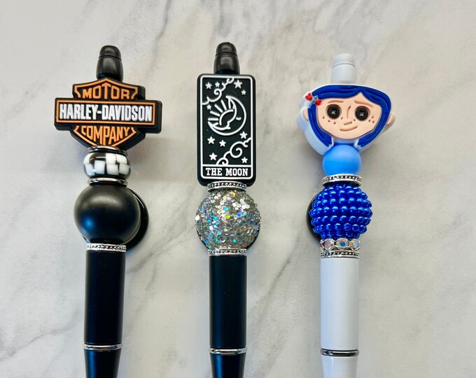 Bear and Friends Beaded Pens, Character Pens, Novelty Pens, Bear, Pig ...