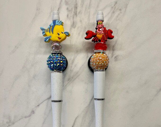Under the Sea Beaded Pens, Fish, Crab, Silicone Focal Beads, Character ...