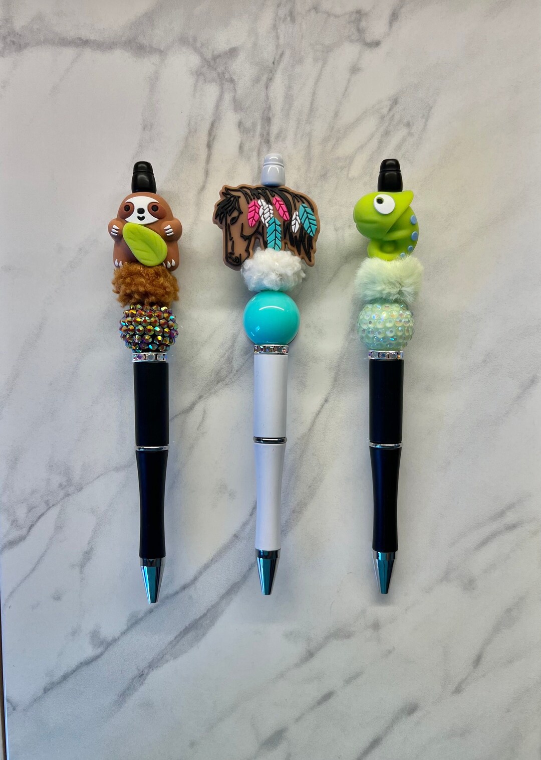 Sloth, Chameleon, Horse Beaded Pens, Ballpoint Pens, Animal Pens, 3D ...