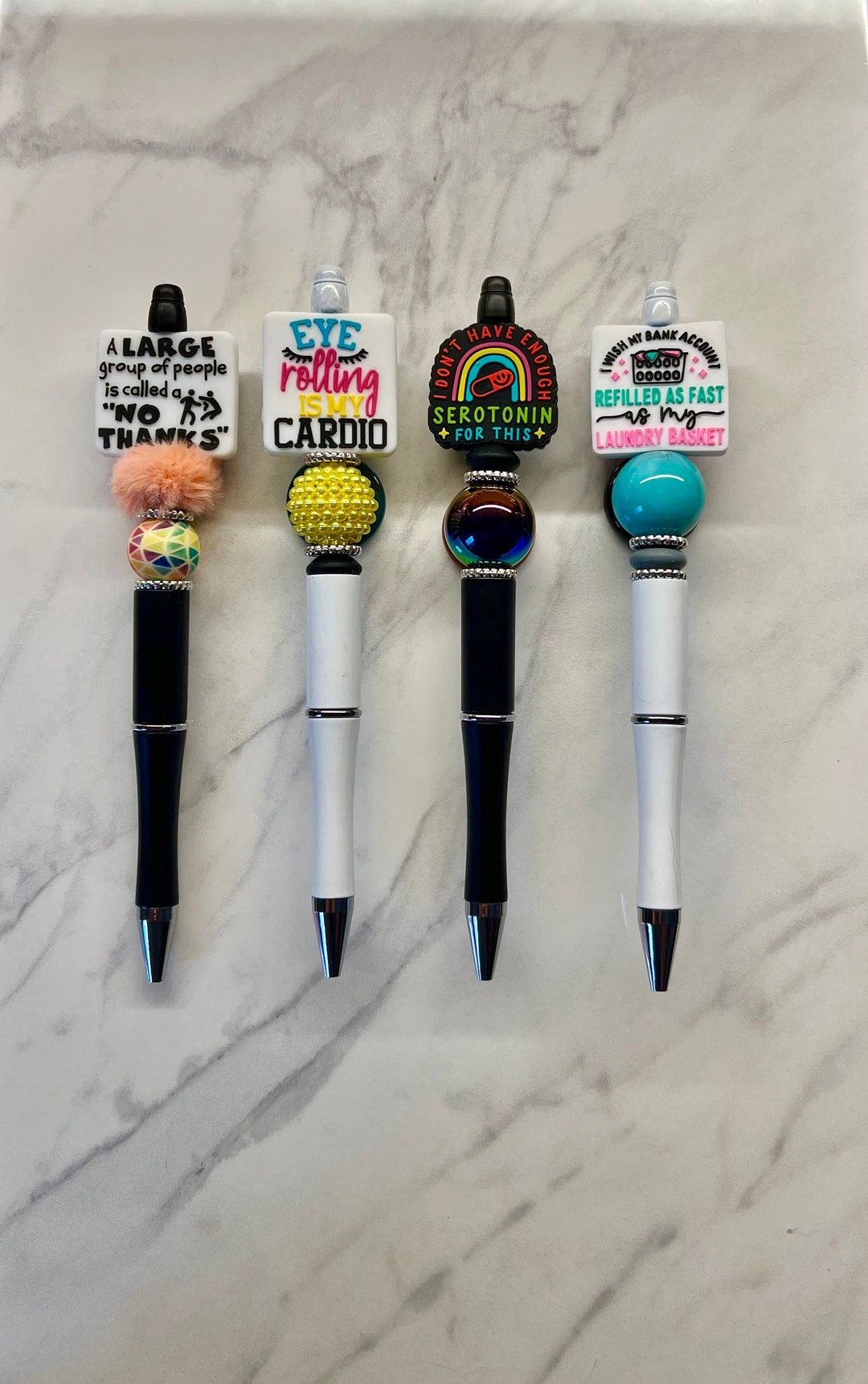 Sarcastic Sayings Beaded Pens, Silicone Focal Beads, Freshies, Cardio ...