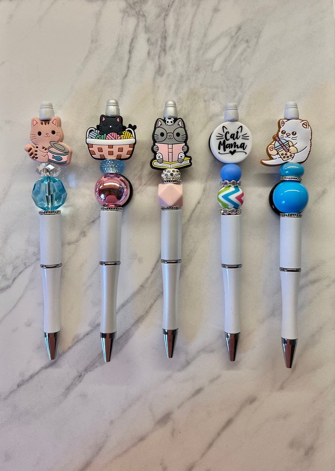 Cat Beaded Pens, Silicone Focal Beads, Bead Pens, Cat Lovers, Gifts ...