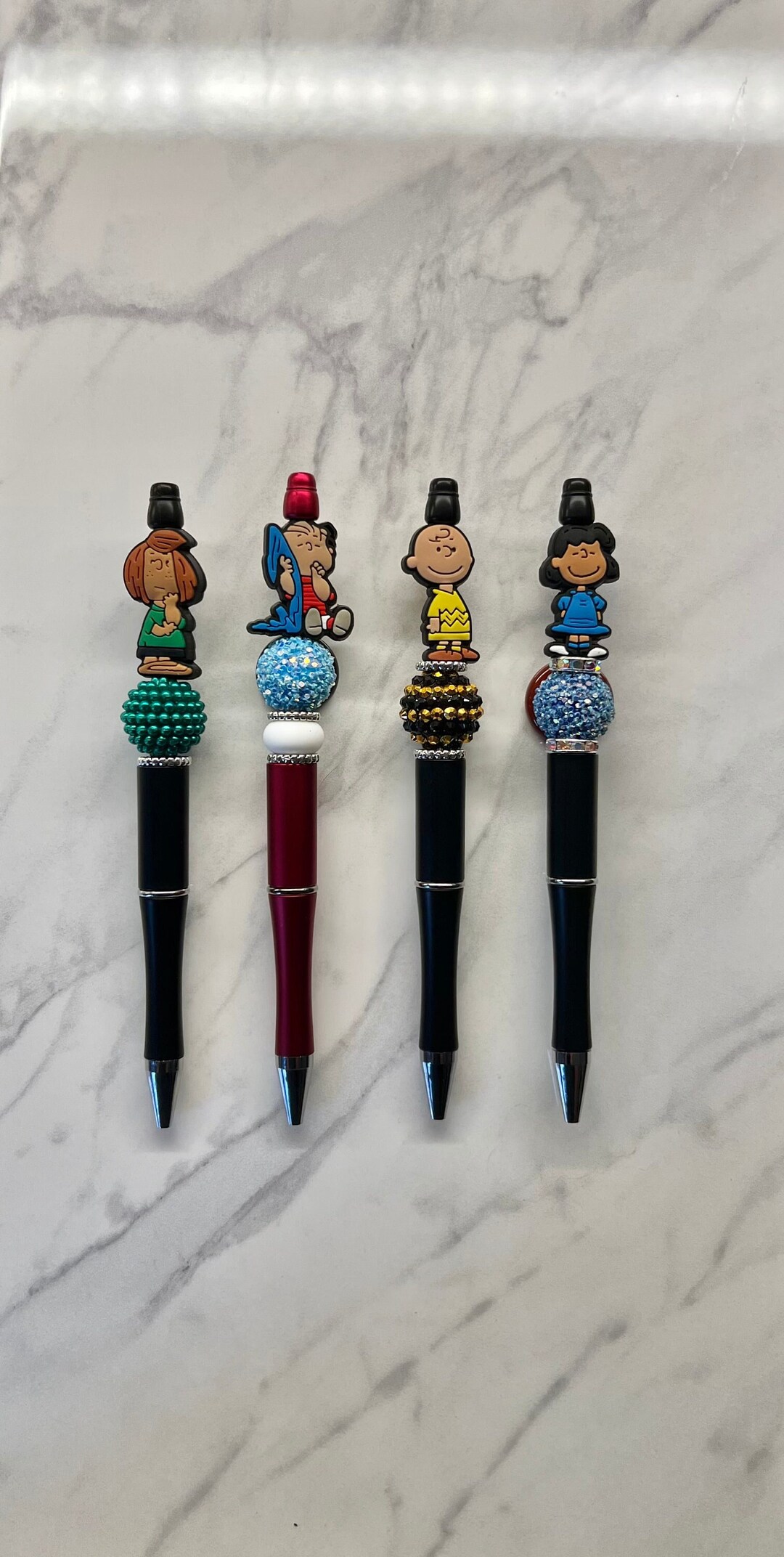 Cartoon Peanuts Character Beaded Pens, Silicone Focal Beads, Peppermint ...
